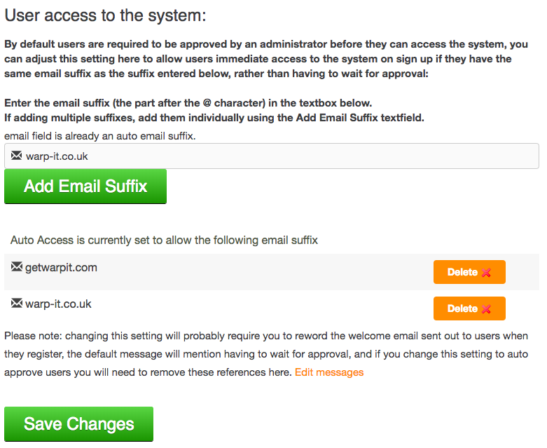 Feature: adding numerous email suffixes